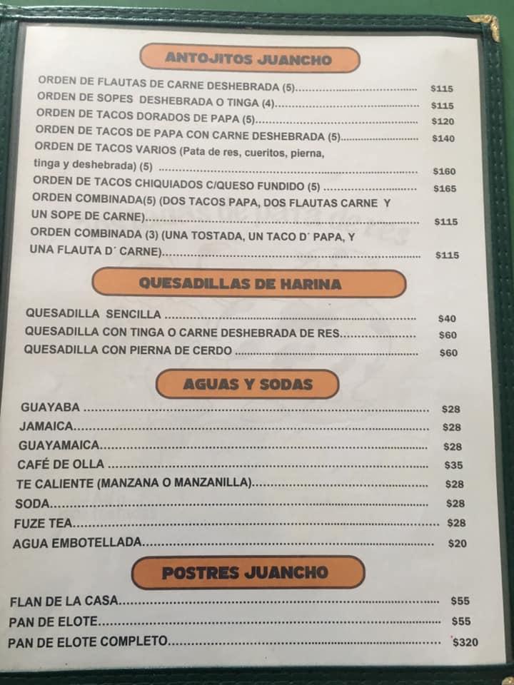 Carta del restaurante JUANCHO TOSTADO, Tijuana