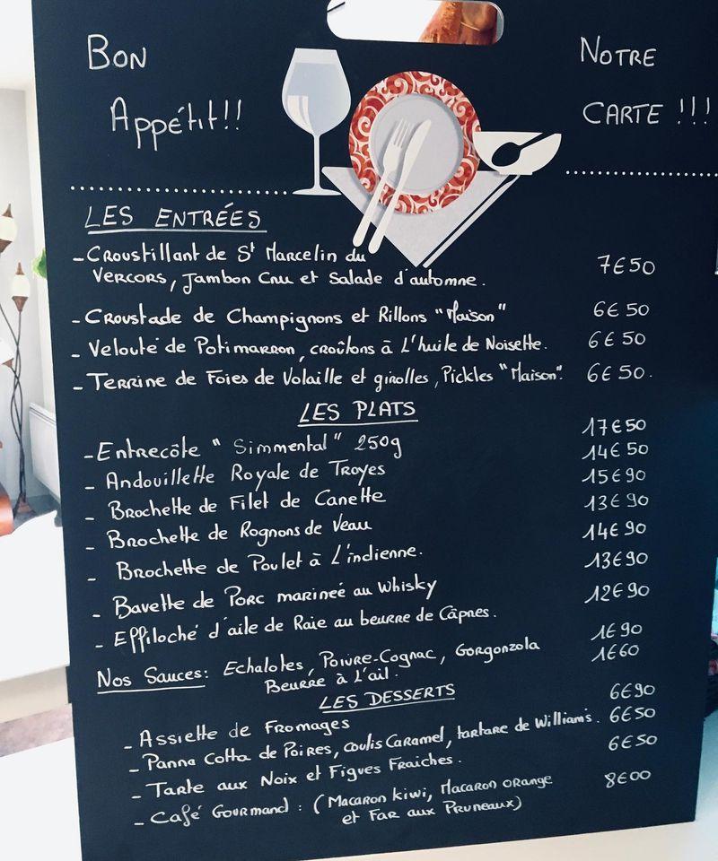 Menu at Le Pied Dans Le Plat restaurant, Mosnes