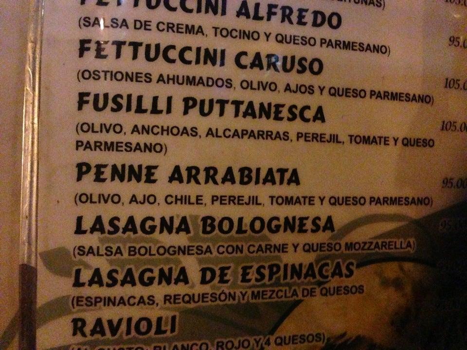 Carta del restaurante Mozzarella, Veracruz, Paseo José Martí 148