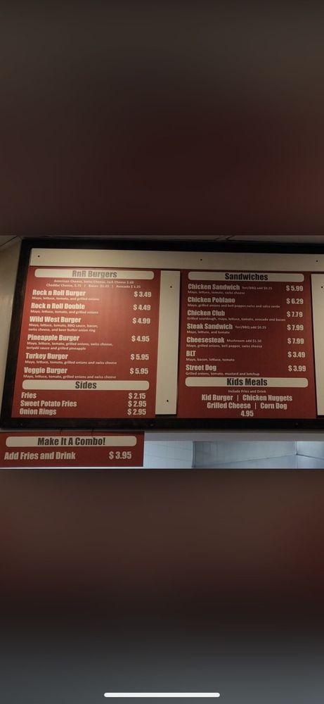 Menu at Rock n Roll Cafe, Simi Valley