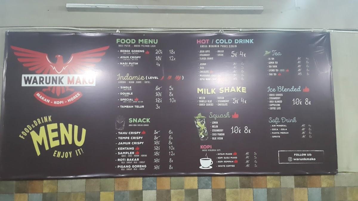 Menu at WARUNK MAKO cafe, Surabaya