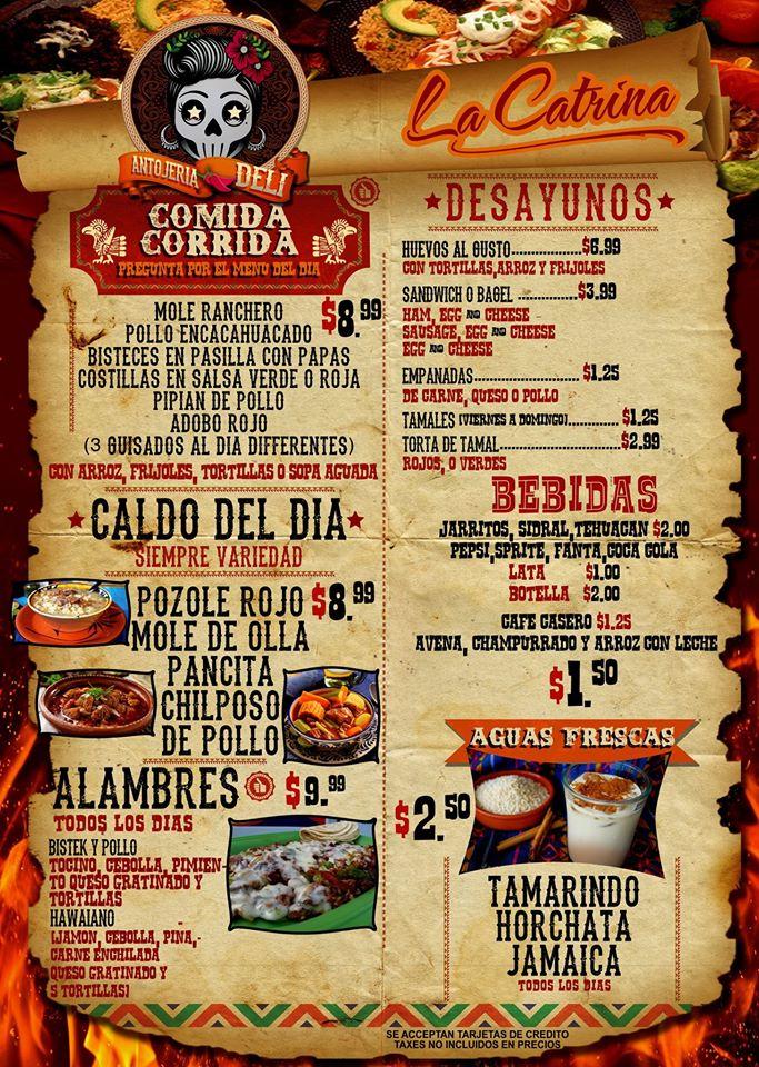 Menu at La Catrina restaurant, Passaic