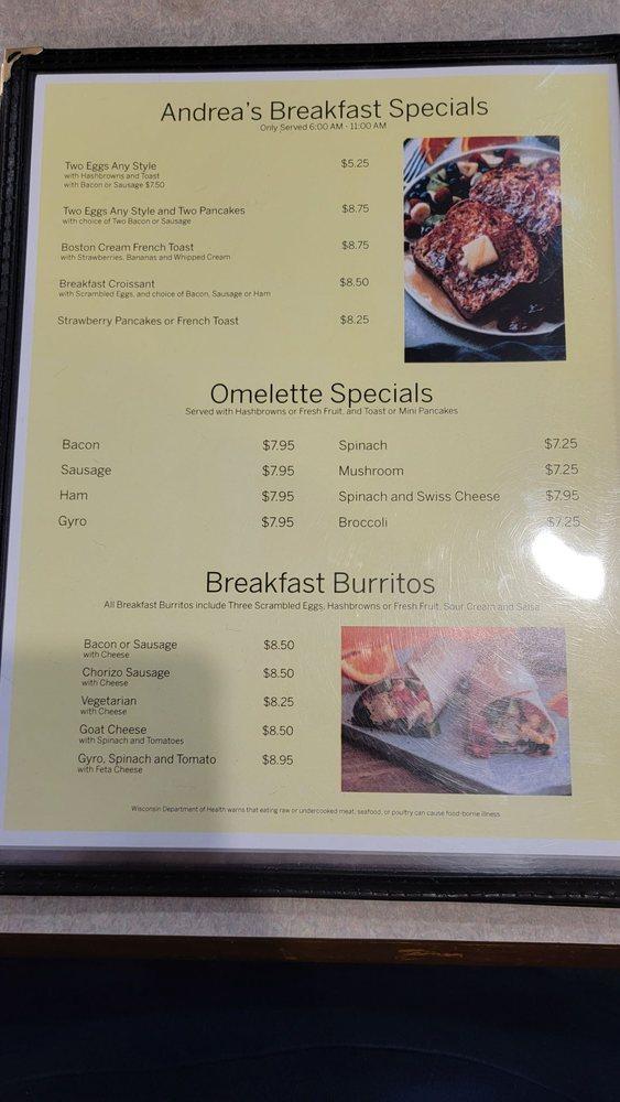 Menu at Andrea’s Family Restaurant, Cudahy