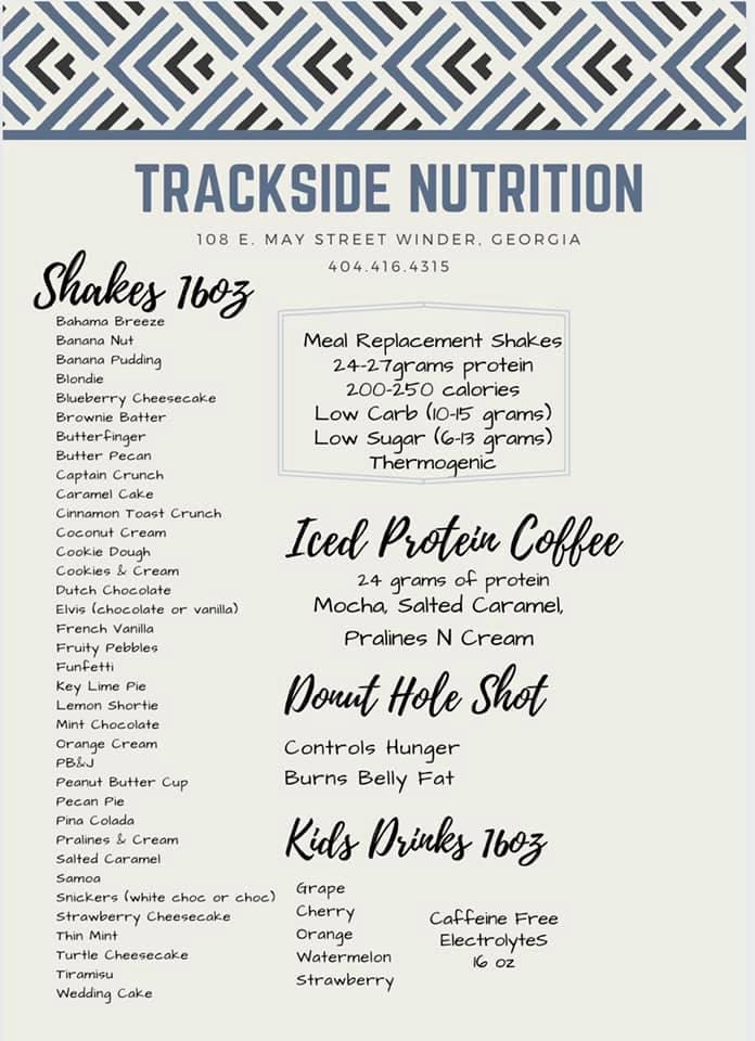Menu at Trackside Nutrition pub & bar, Winder