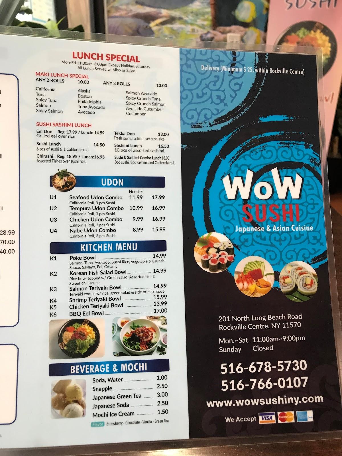 Carta del restaurante Wow Sushi, Rockville Centre