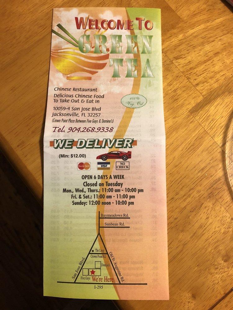 Menu at Green Tea restaurant, Jacksonville, 10039 San Jose Blvd
