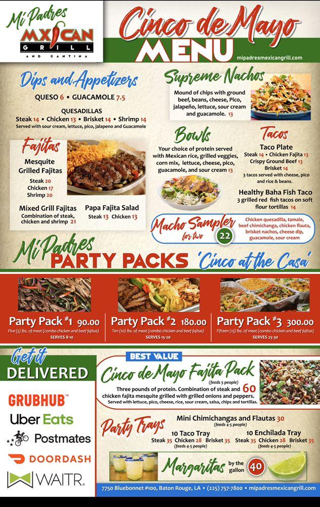 Menu at Mi Padres Mexican Grill & catering restaurant, Baton Rouge ...