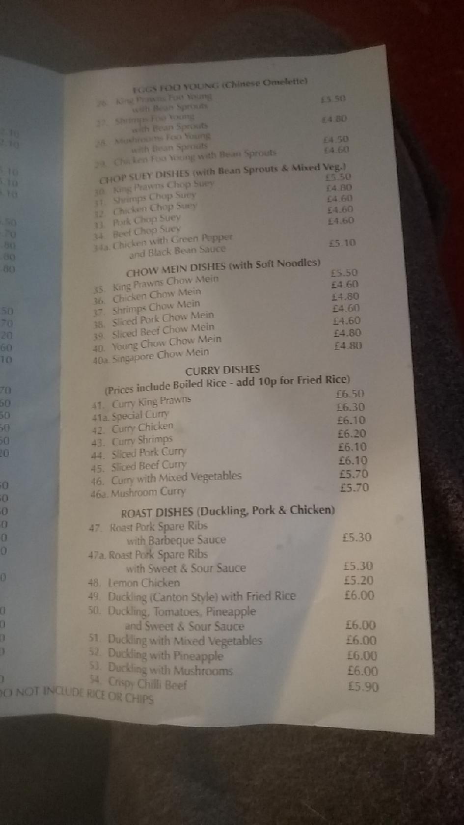 Menu at Silver Bridge House fast food, Bideford