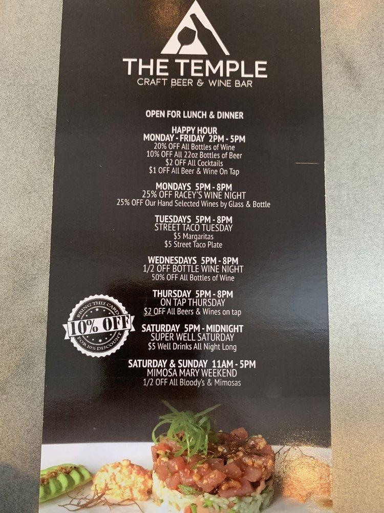 Menu at The Temple Bar, Hilo
