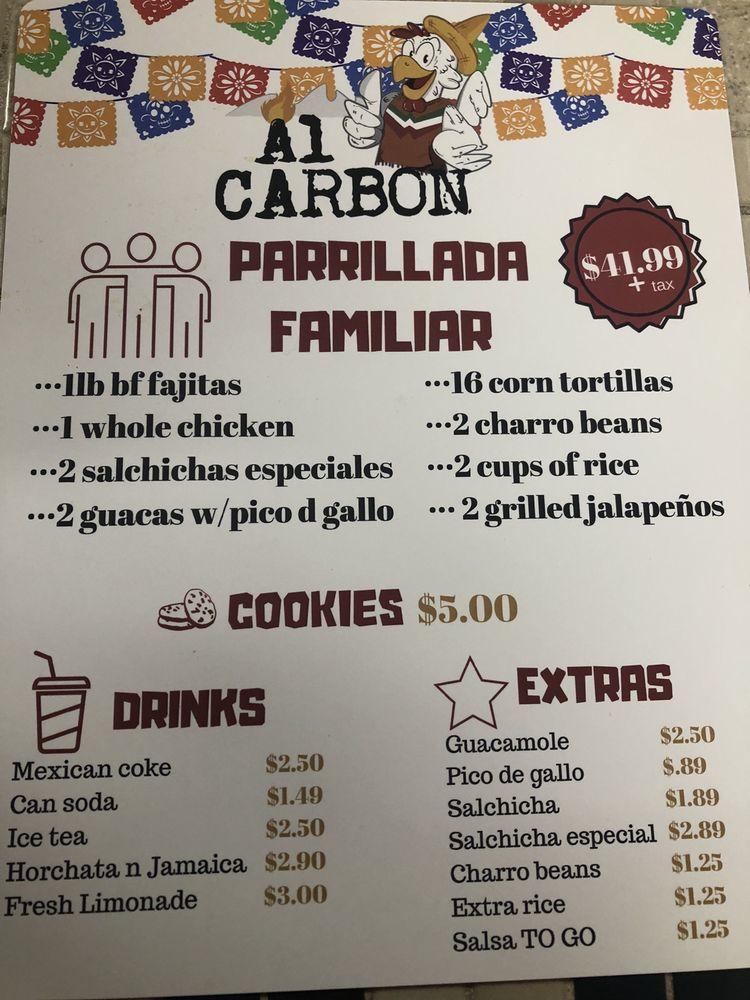 Menu at Al Carbon Pollos Asados - Culebra #2 restaurant, San Antonio ...