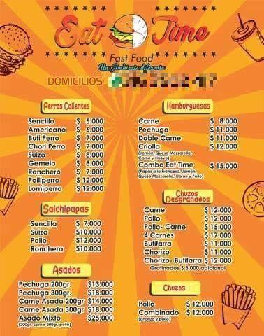 Menu at Eat Time restaurant, Barranquilla