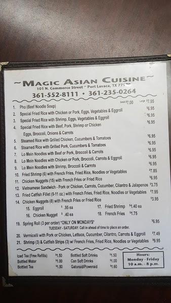 Menu at Magic Asian Cuisine restaurant, Port Lavaca