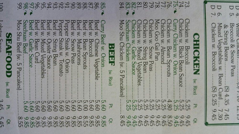 Menu at Man Hing Chinese Restaurant, Bloomfield