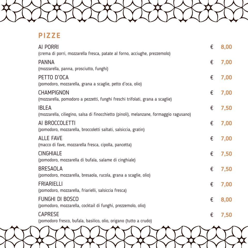 Menu da Pizzeria La Perla Ragusa..ristorante, Ragusa