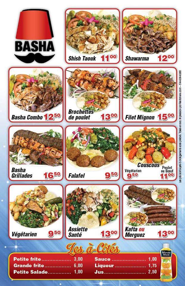 Menu at Restaurant Basha Jarry (St-Léonard), Montréal, Rue Jarry E