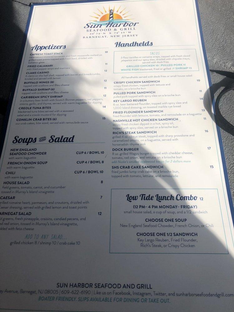 Menu at Sun Harbor Seafood and Grill pub & bar, Barnegat Township