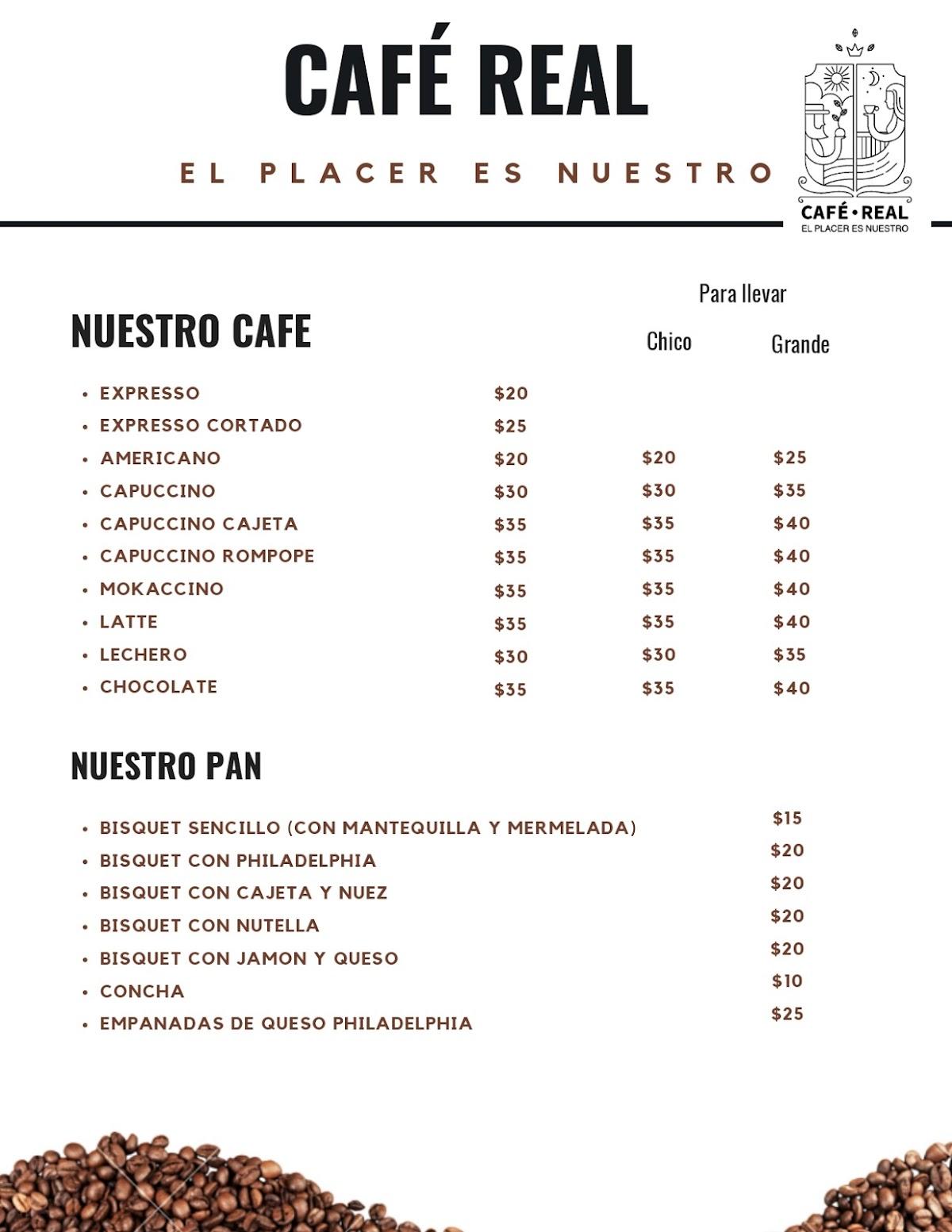 Carta de REAL CAFÉ, Coatzacoalcos