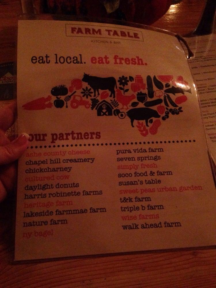 Menu at Farm Table restaurant, Wake Forest