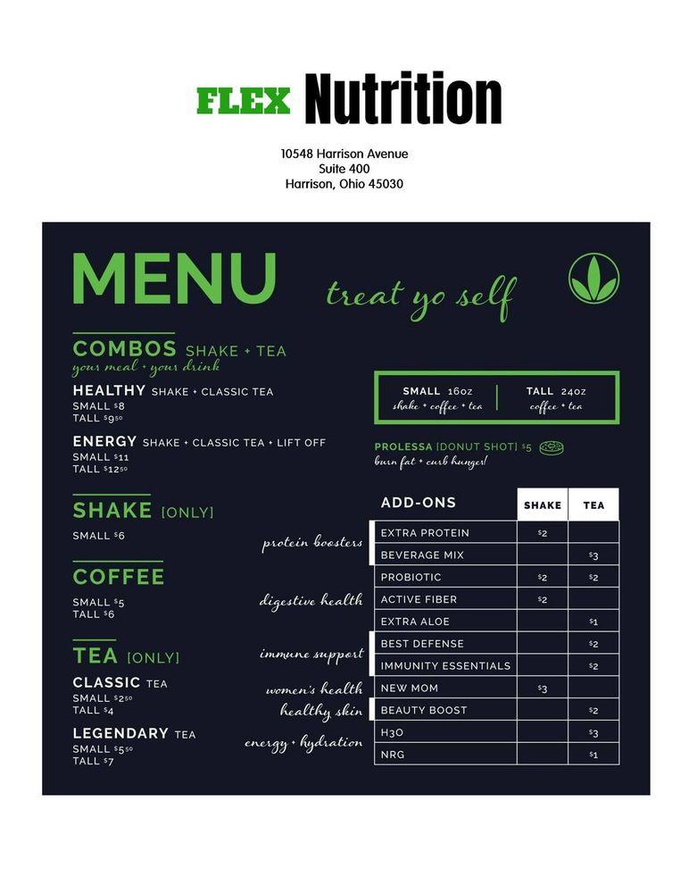 Menu at Flex Nutrition, Harrison