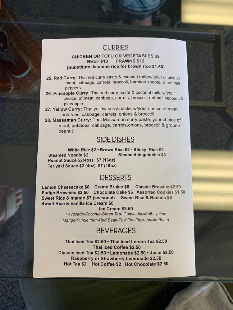 Menu at Sassy Express Thai Food Tillamook restaurant, Tillamook