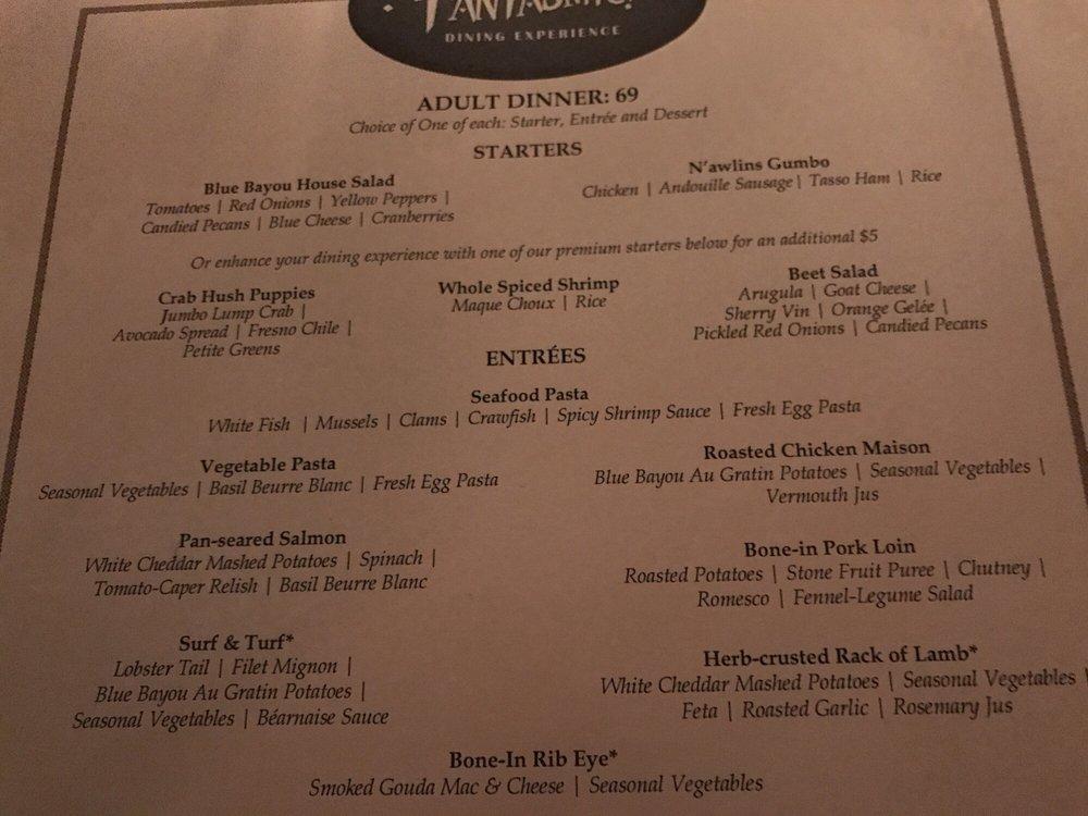 Menu at Blue Bayou Restaurant, Anaheim, S Harbor Blvd