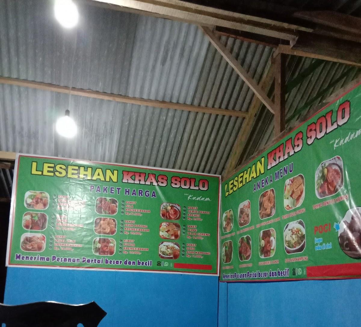 Menu at Lesehan Khas Solo restaurant, Semanu