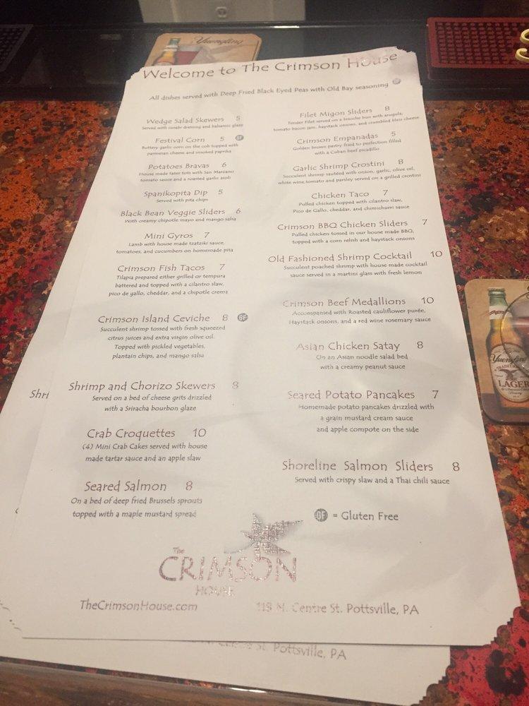 Menu at The Crimson House pub & bar, Pottsville