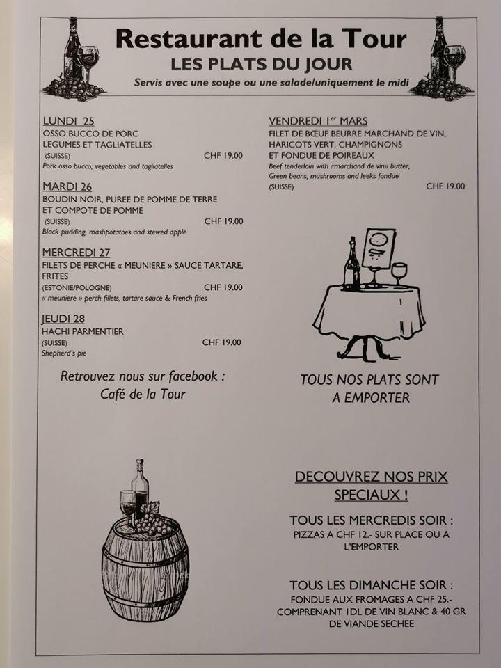 Menu au La Tour, Lutry, Rue des Terreaux 1