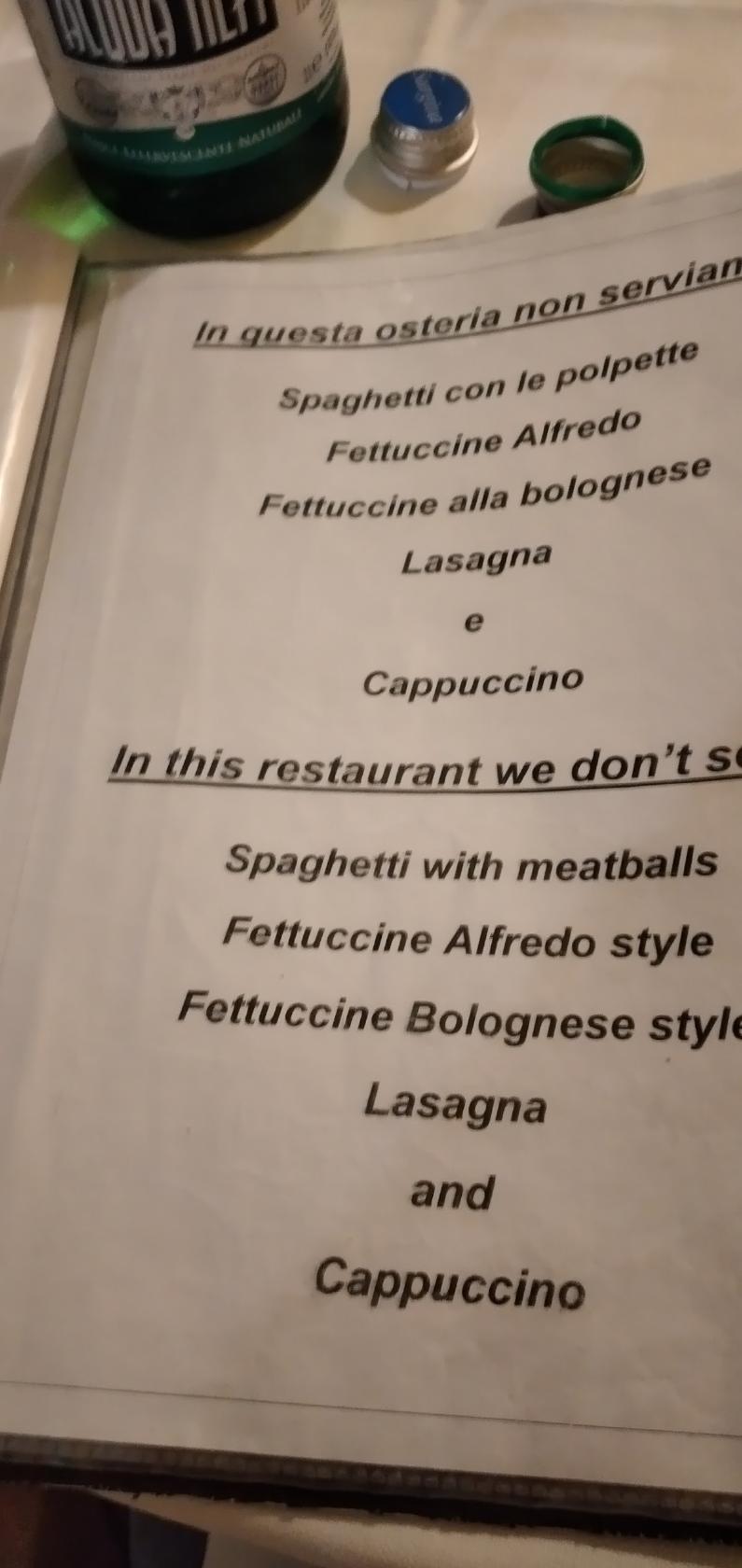 Menu at Flavio al Velavevodetto restaurant, Rome