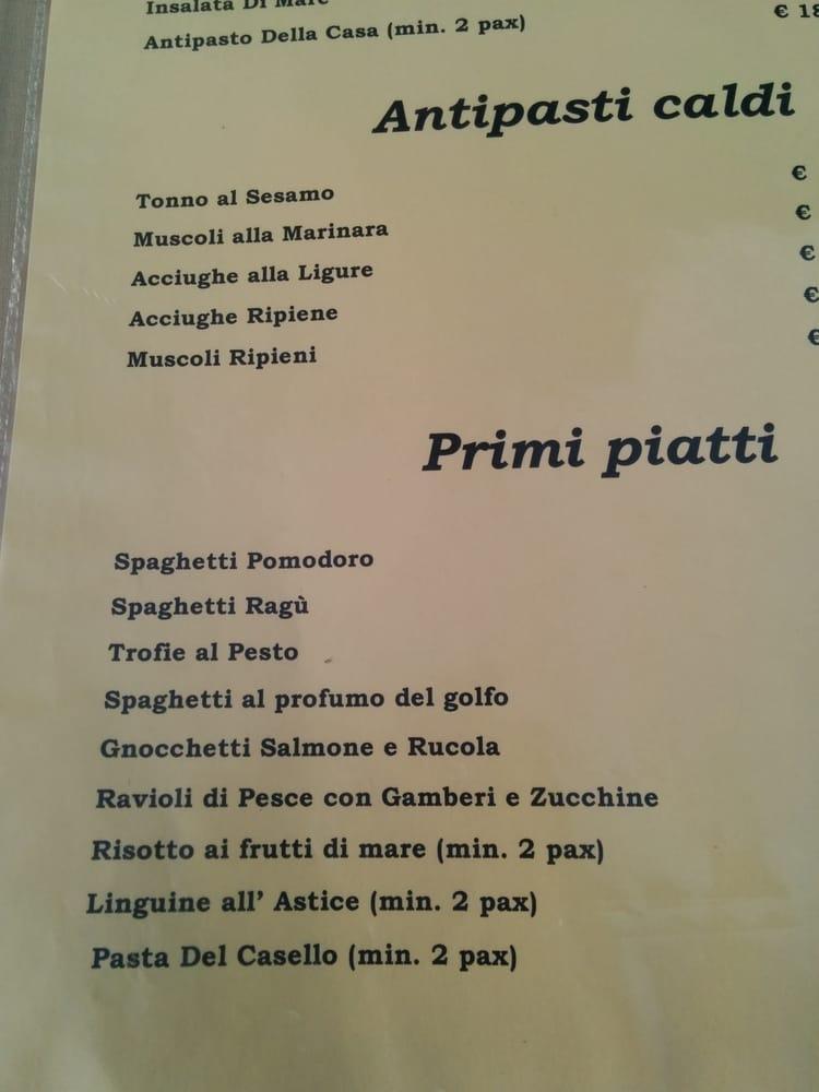 Menu da Il Casello ristorante, Monterosso al Mare, Lungomare Ferrovia casello