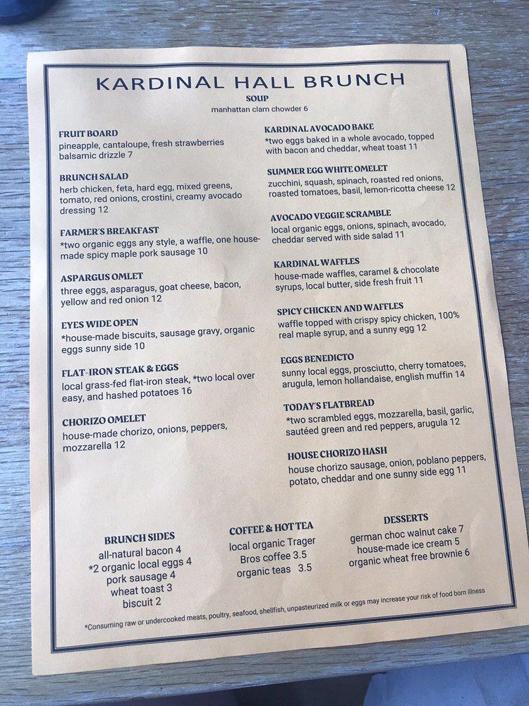 Menu at Kardinal Hall pub & bar, Charlottesville