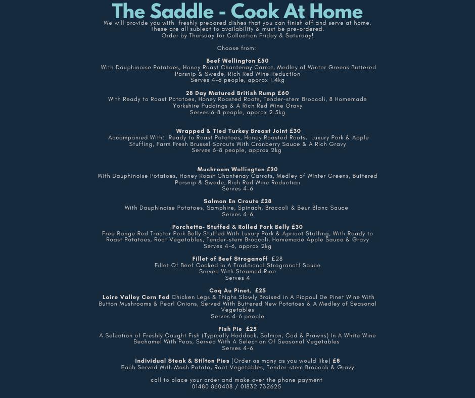 Menu at The Saddle pub & bar, Kimbolton, 26 High St