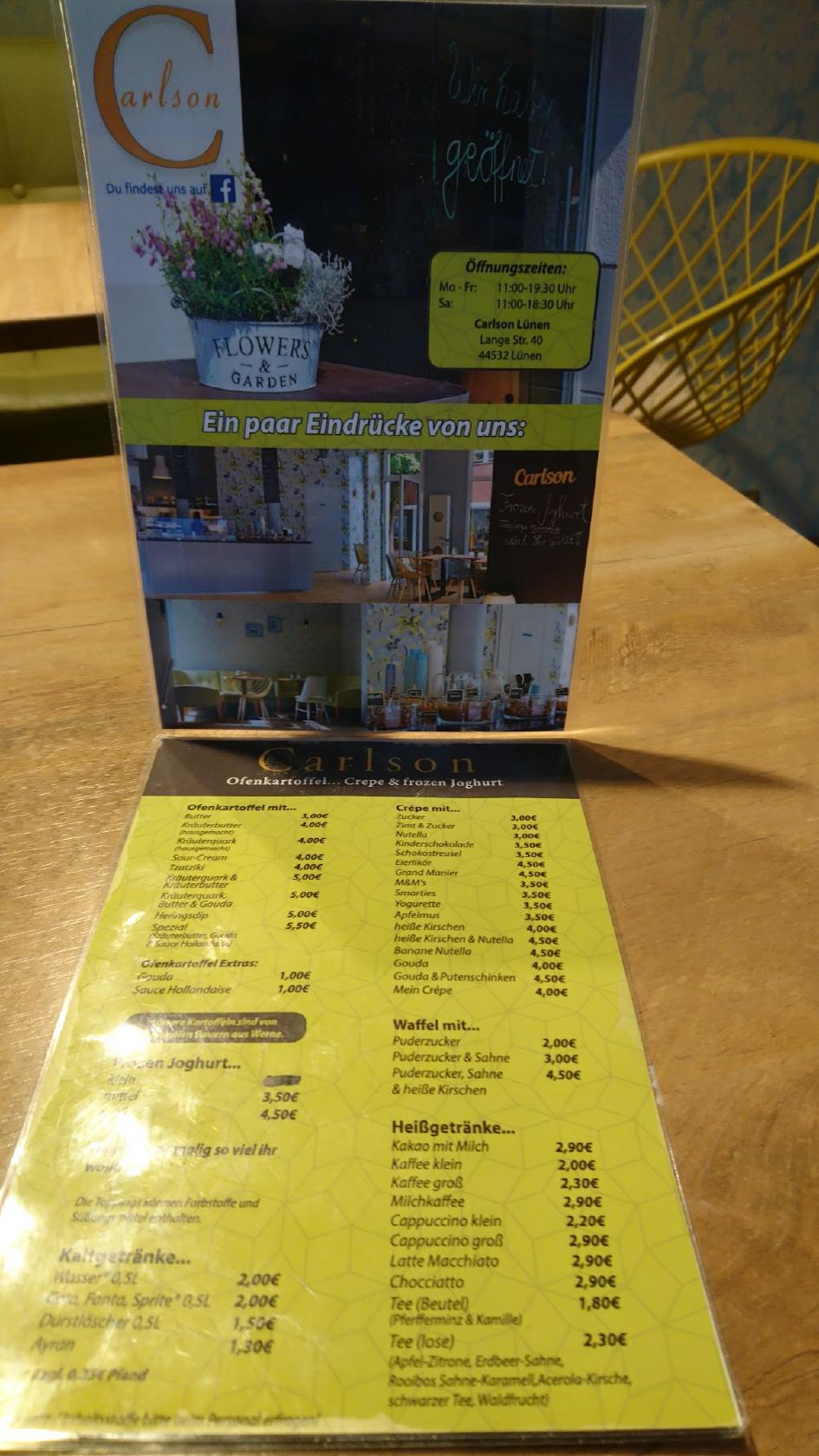 Speisekarte von Carlson cafe, Lünen
