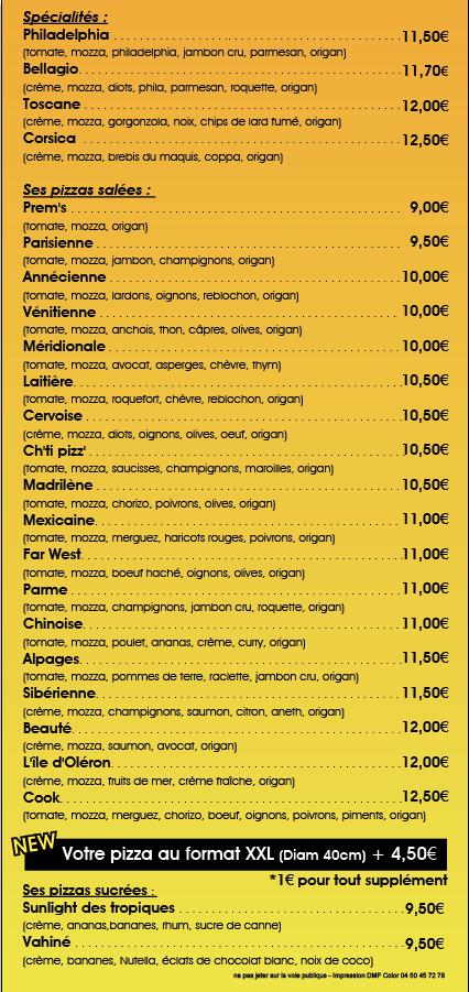 Menu at Cook & Cie restaurant, Annecy