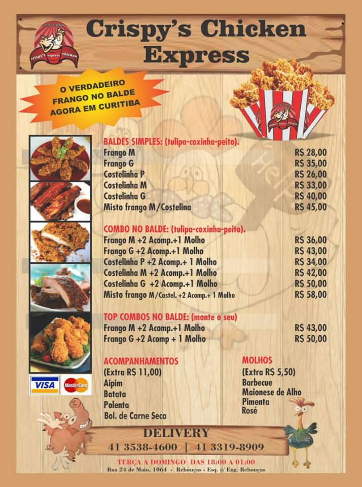 Menu em Crispy's Chicken restaurante, Curitiba, Av. Iguaçu