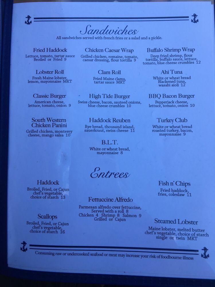Menu at High Tide Restaurant and Bar, Brewer