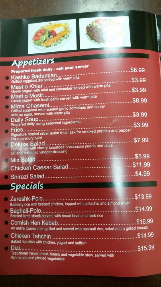 Menu at Pars Grill restaurant, Vaughan, 975 Major MacKenzie Dr W A2