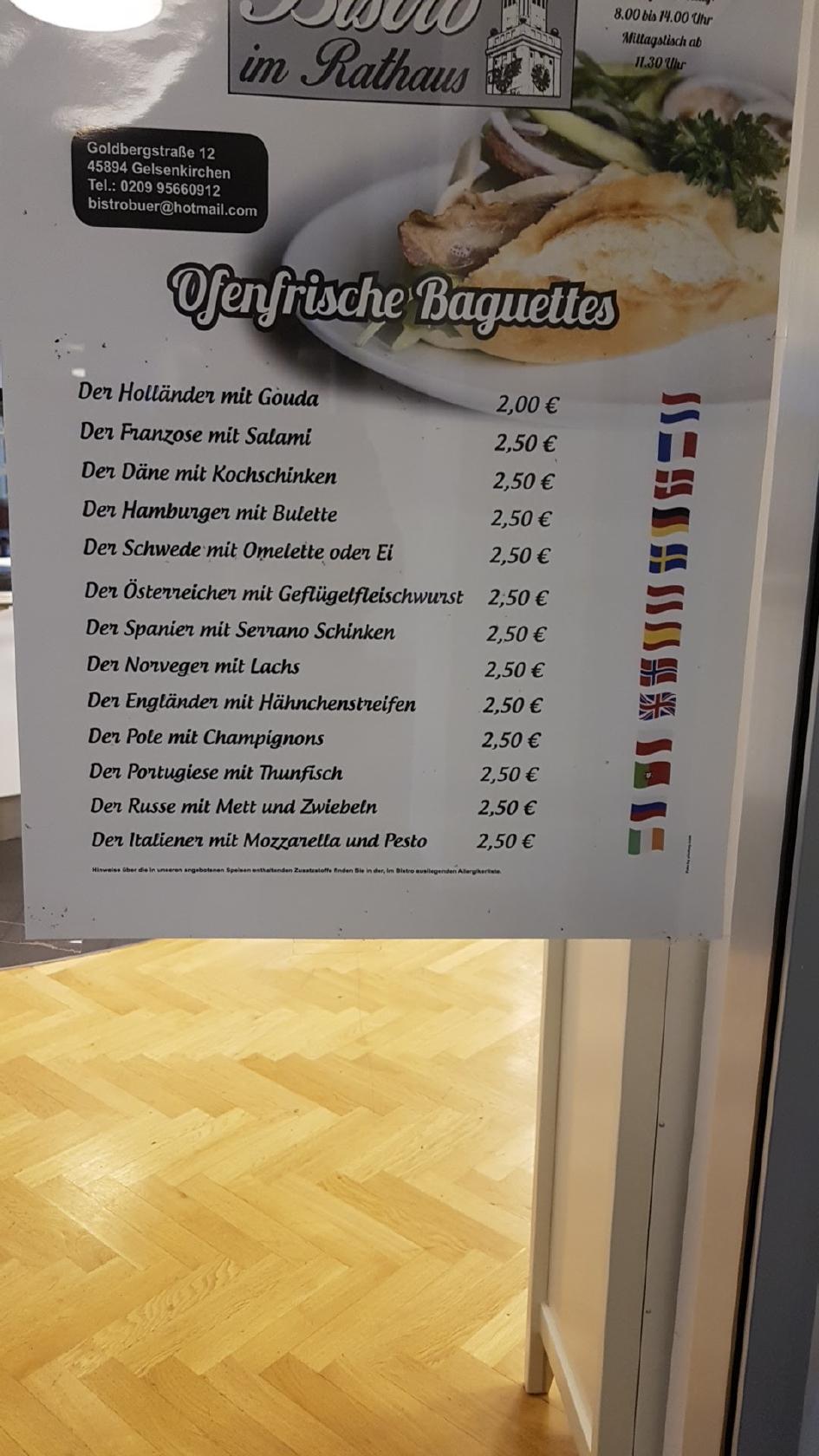 Speisekarte von Rathaus Kantine cafe, Gelsenkirchen