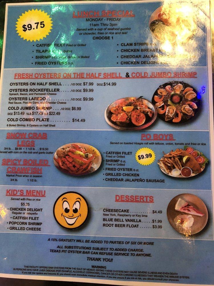 Menu at Texas Pit Oyster Bar, Inc., Fort Worth
