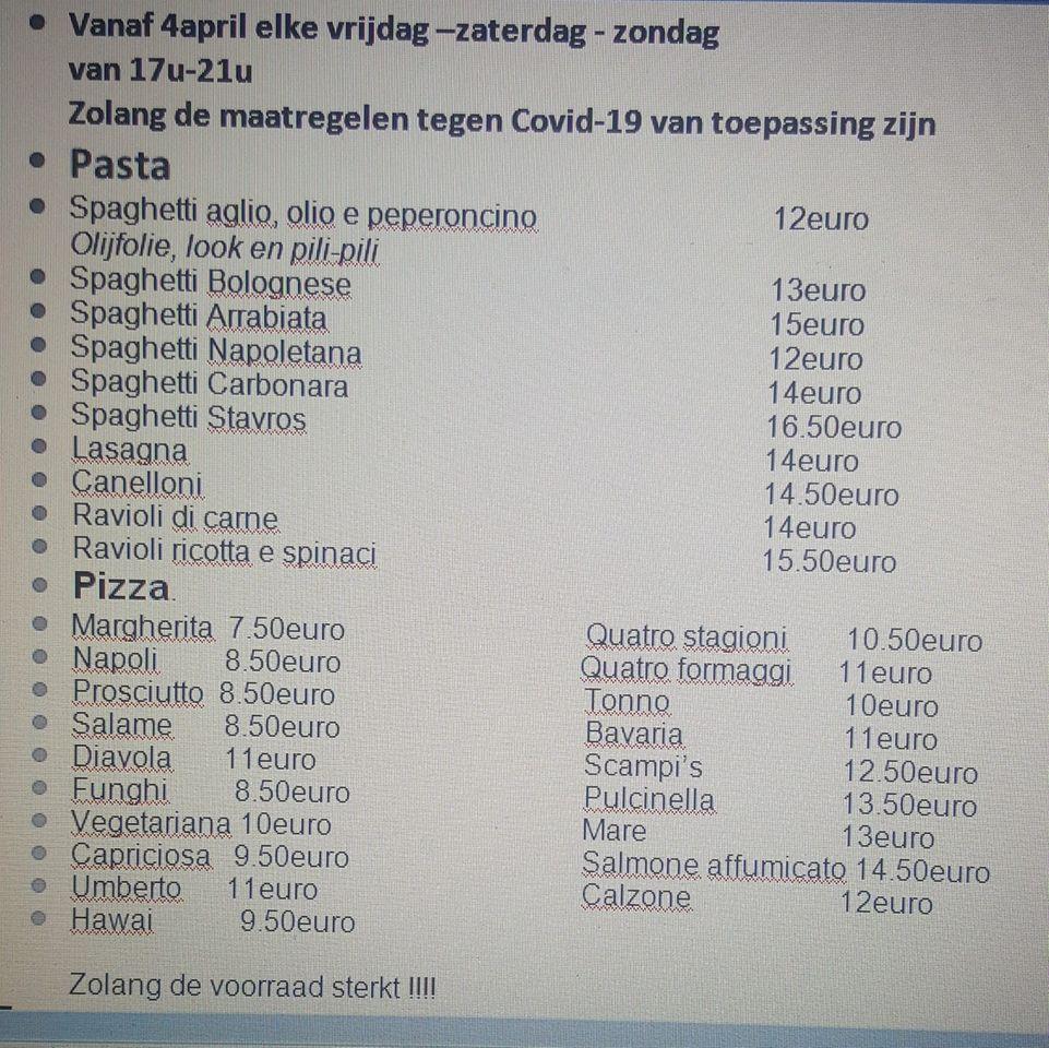 Menu at Italian Pub, Antwerp