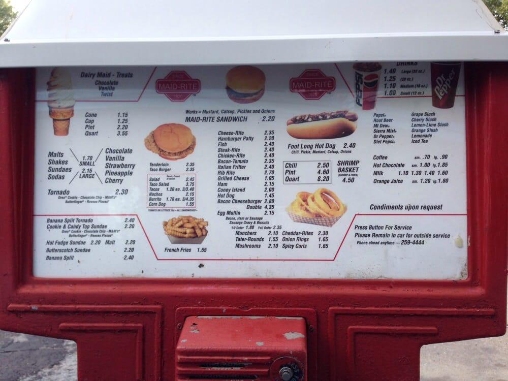 Menu at Maid-Rite restaurant, Lexington