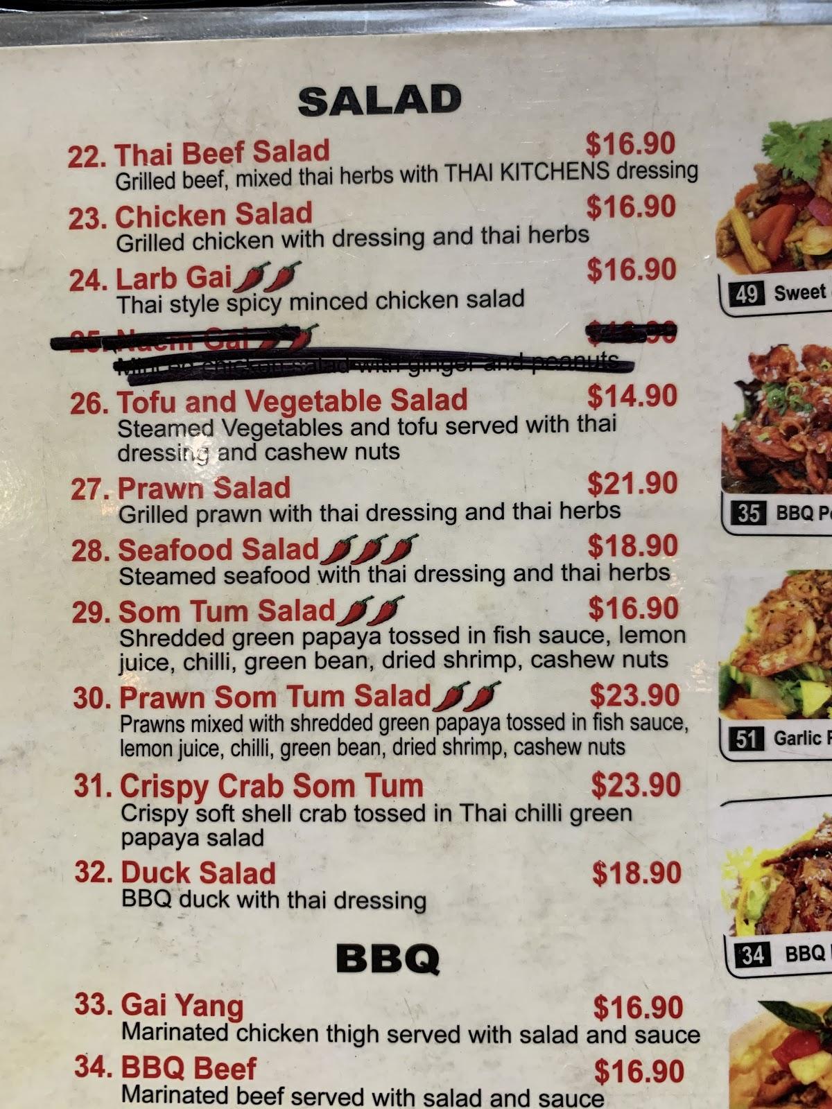 Menu at Thai Kitchen Glenrose restaurant, Belrose