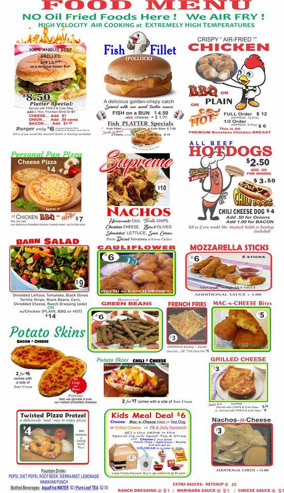 Menu at The Barn, Corinth, 8 Mallery St