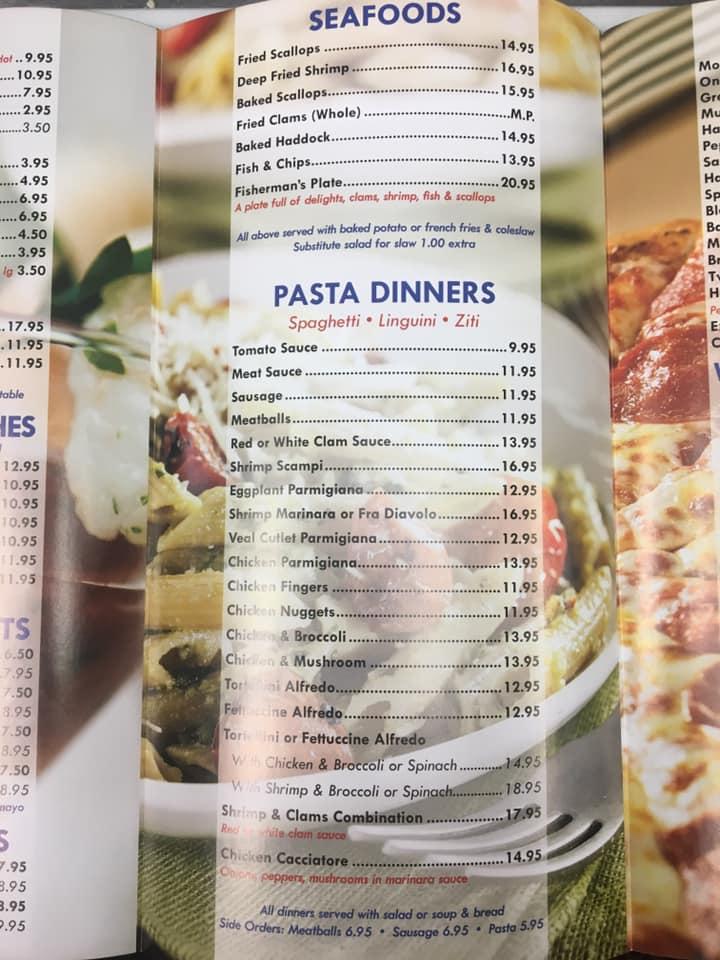 Menu at Alexander's pizzeria, Ludlow