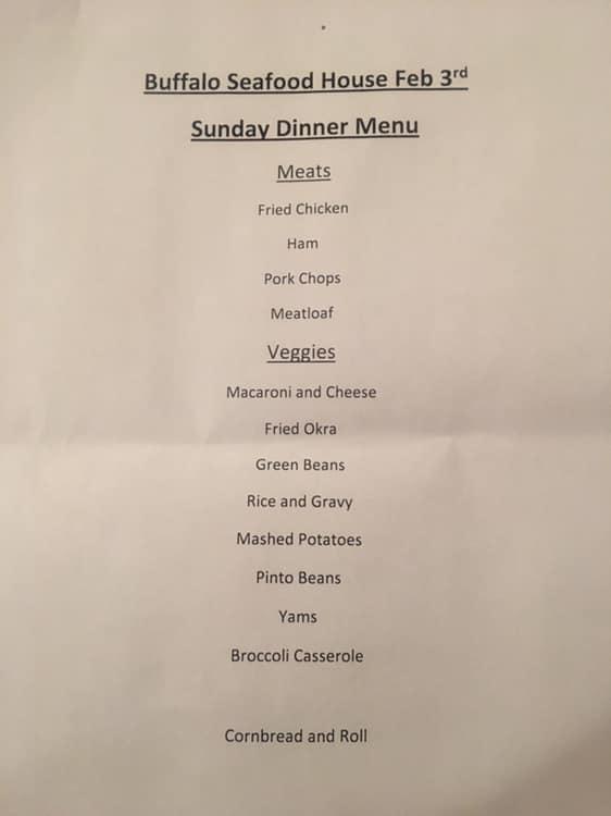 Menu at Buffalo Seafood House restaurant, Buffalo