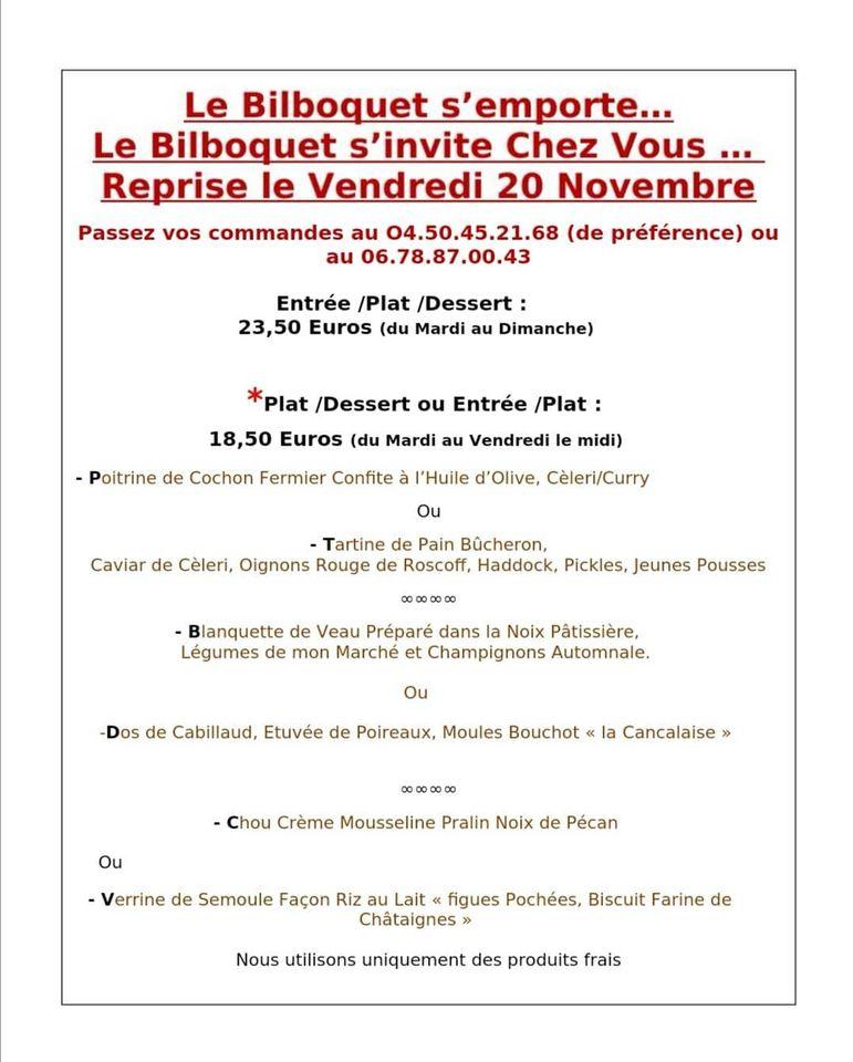 Carta del restaurante Le Bilboquet, Annecy