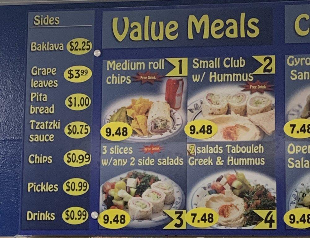 Menu at Mediterranean Deli restaurant, Orlando