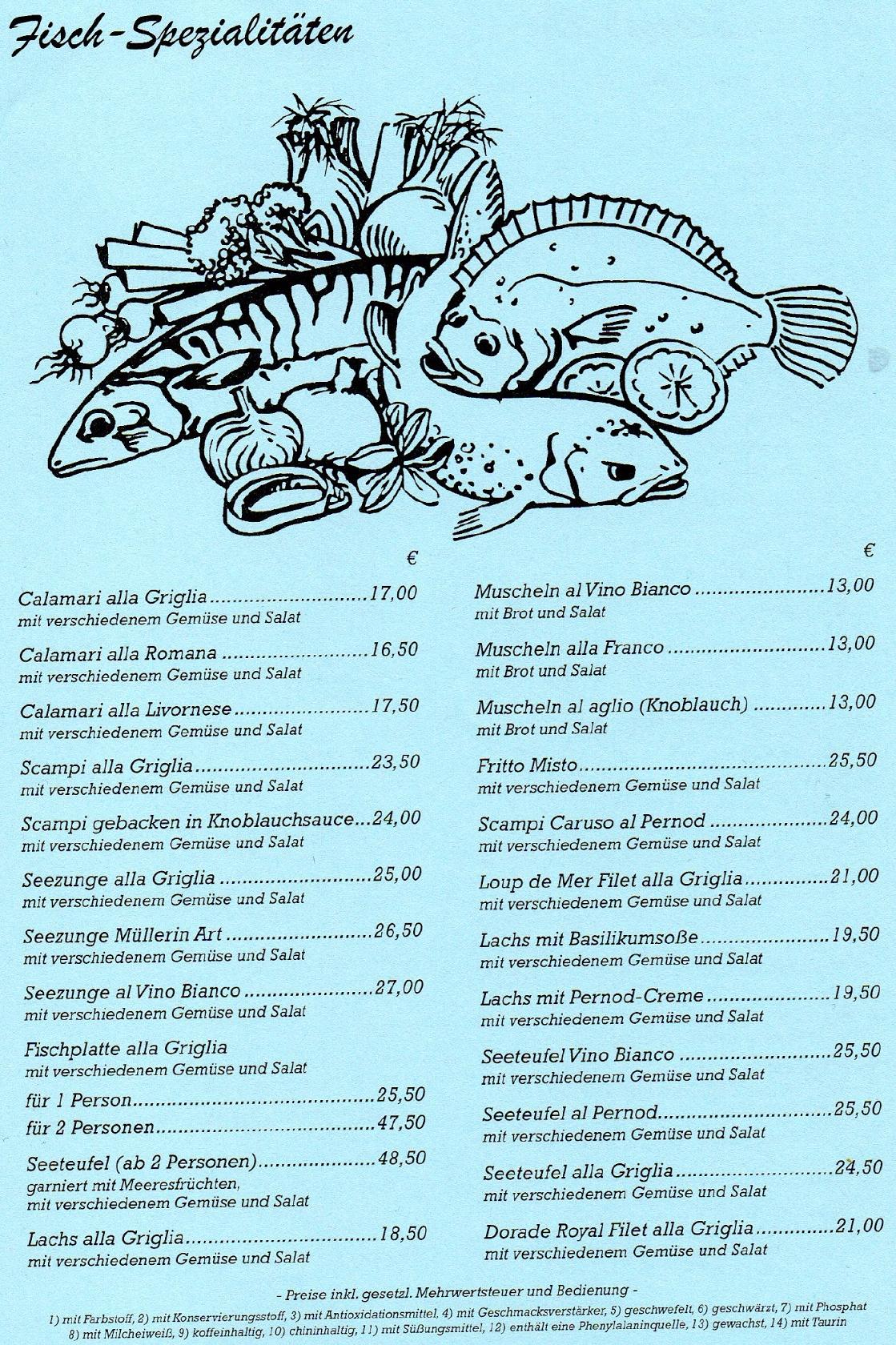 Speisekarte von Ristorante Bella Capri pizza, Hockenheim