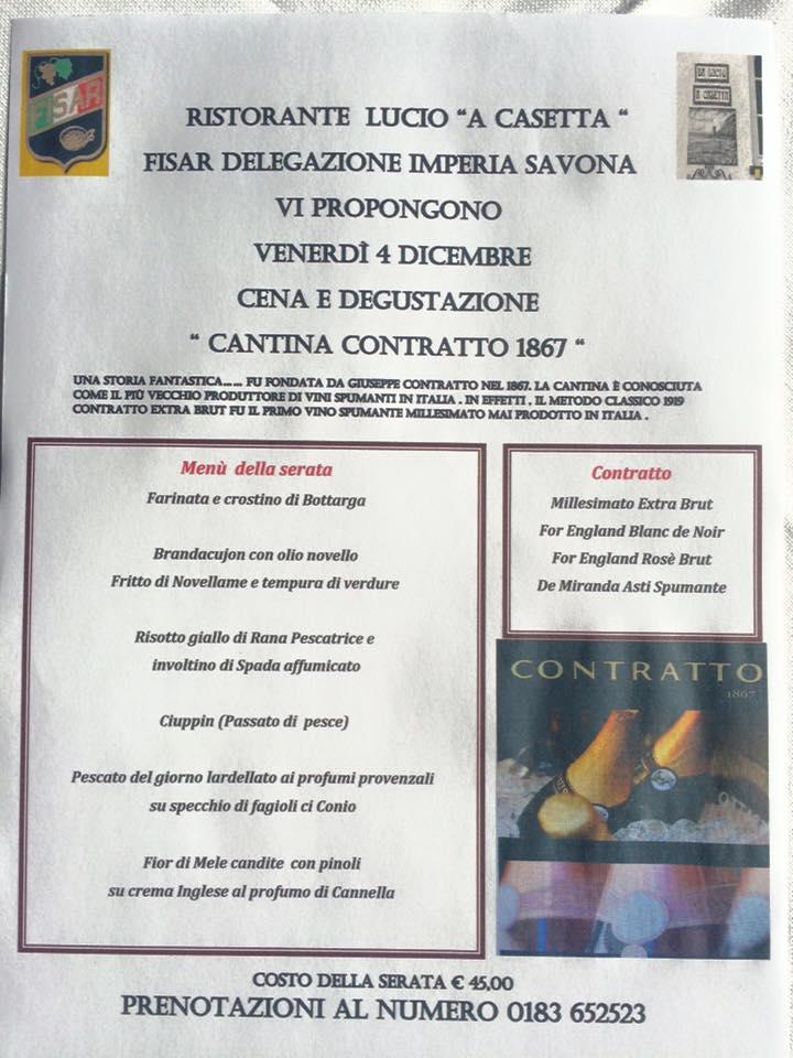 Menu at Ristorante Lucio a Casetta, Imperia