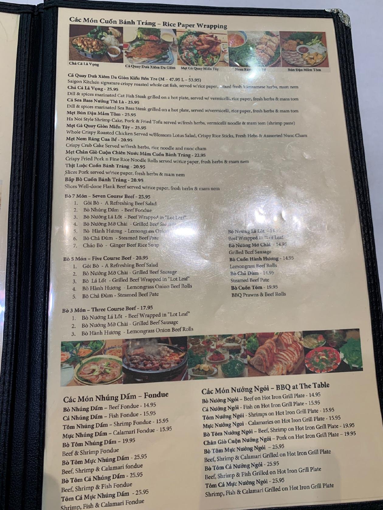 Menu at Saigon Kitchen restaurant, San Jose, Story Rd #1005